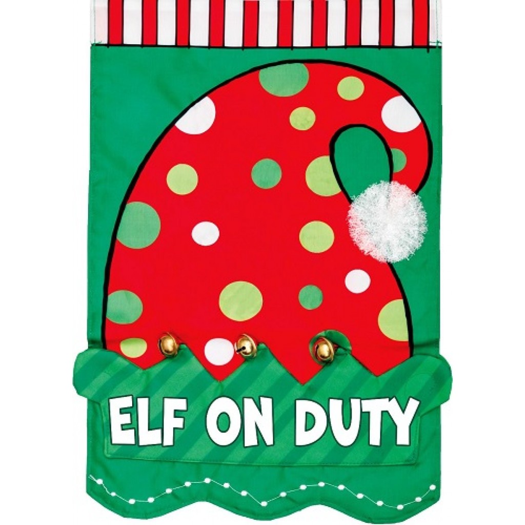 Elf on Duty Applique Flag | Applique Flags | Christmas Flags | Cool Flags